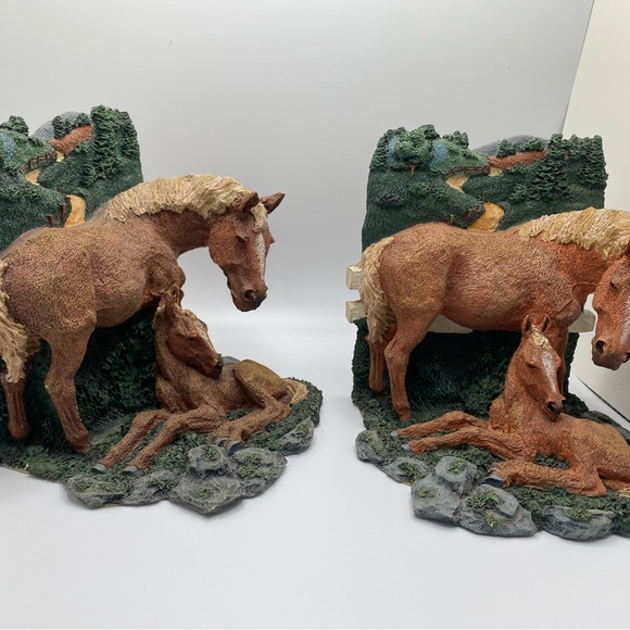 Art | Beautiful Country Home Horse Bookends Figurines Western Decor Set ...